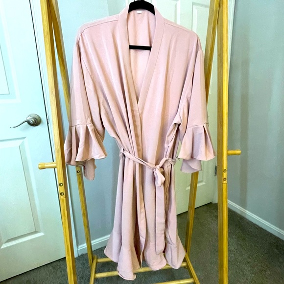 Intimates & Sleepwear | Plus Size Dusty Rose Robe Ruffle Sleeve ...